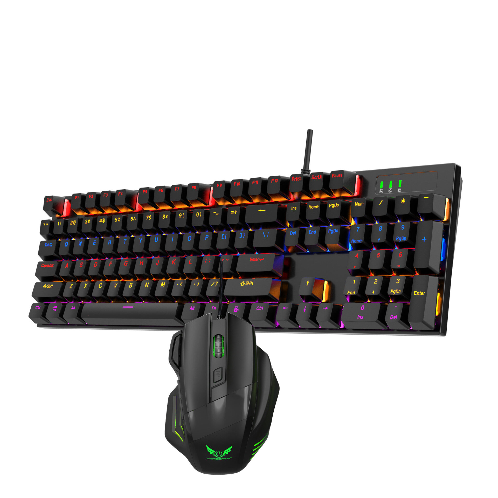 K104 Механическая клавиатура с RGB-подсветкой, синей клавишей, 26-клавишным анти-гостом для игр и офиса Цвет：K104