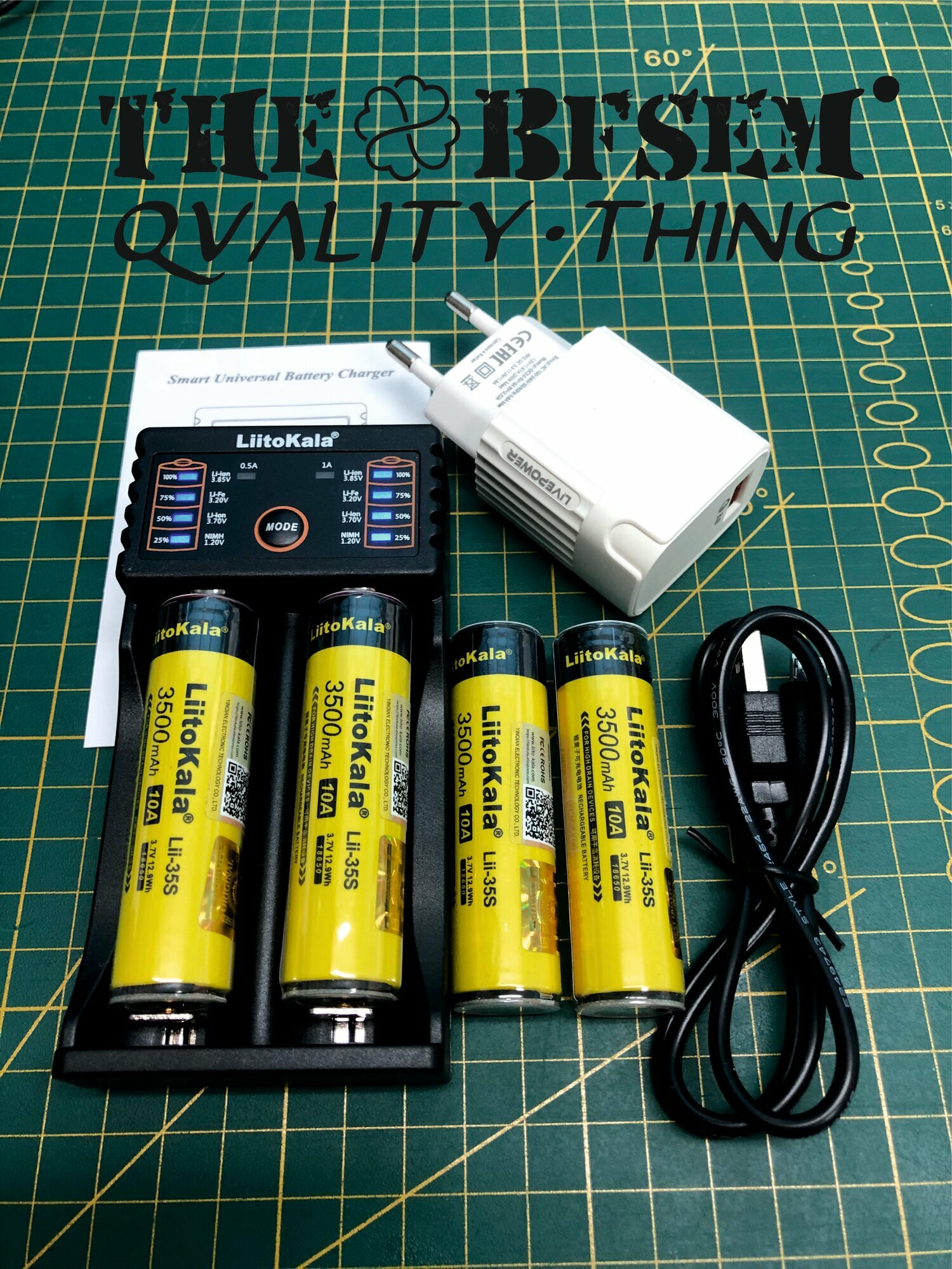 Аккумулятор Liitokala Lii-35S 3.7V 3500 mAh с платой защиты( комплект-4 шт.) + зарядное устройство Liitokala Lii-202 + СЗУ 3 A