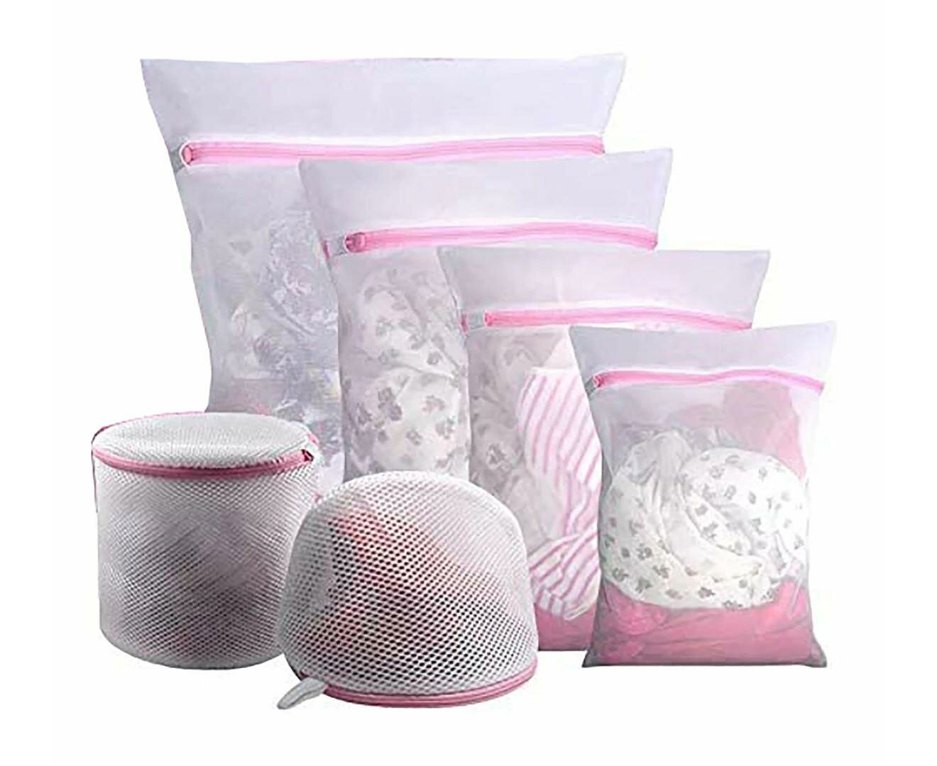 Комплект стирочных сеток для белья — 6 штук (S 30x40 см, M 40x50 см, L 50x60 см, XL 60x60 см, 2 штуки 17x15 см) для деликатного белья и трикотажа