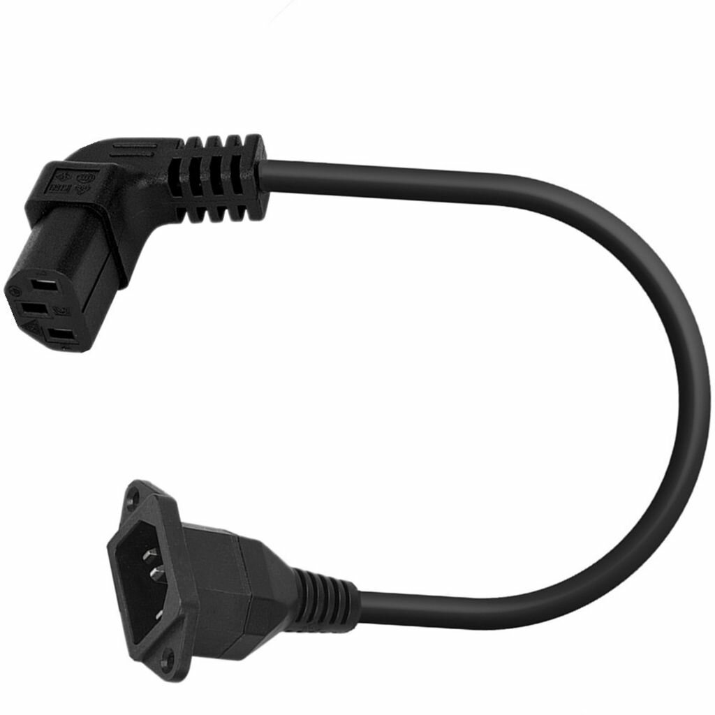 90-градусный кабель питания IEC 320 C13 с разъемом C14 для монтажа на панели
