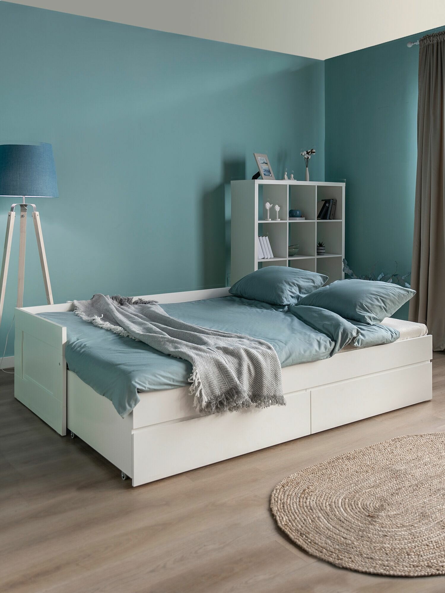 Кровать раздвижная Сириус, с ящиками, 80х200/160х200 см, белая, ГУД лакк