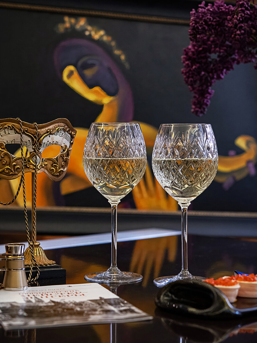 Хрустальные бокалы для вина объемом 300 мл, фужеры набор 2 шт. Неман