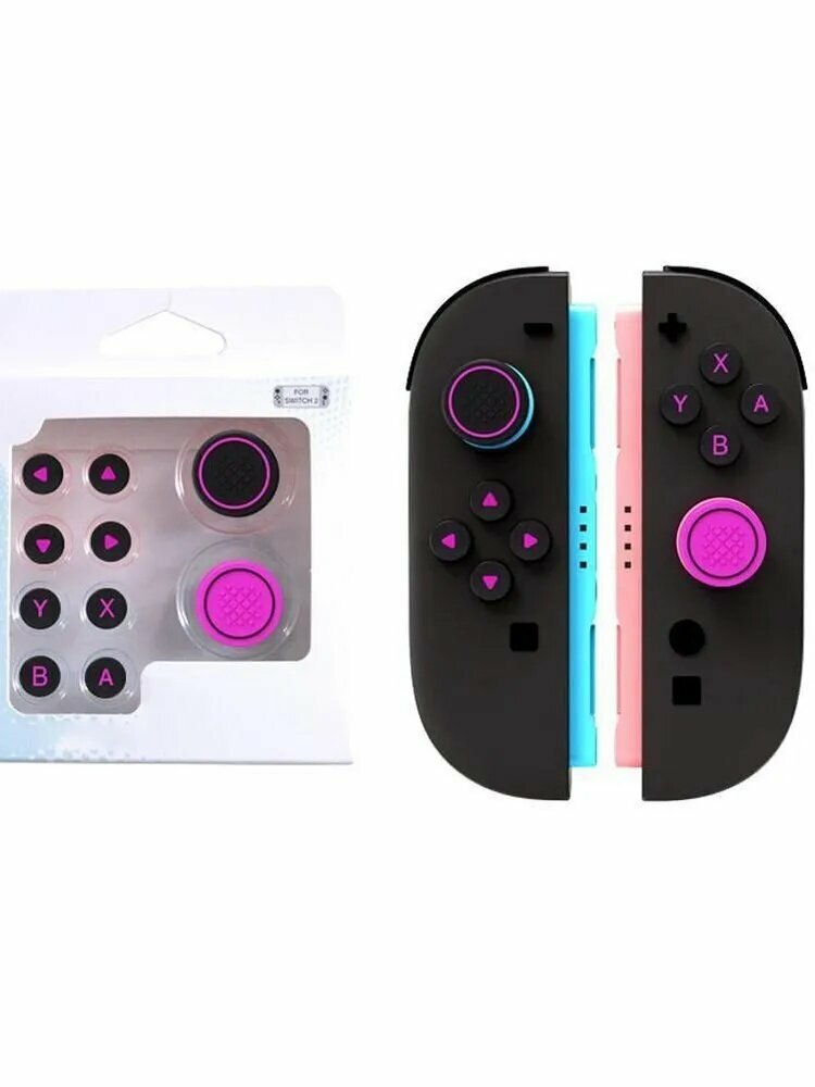 (2025) Аксессуары для контроллера Joy Con Nintendo Switch 2 NS2: силиконовые накладки на стики, колпачки джойстика, кнопки D-pad, клавиши ABXY, наклейки.