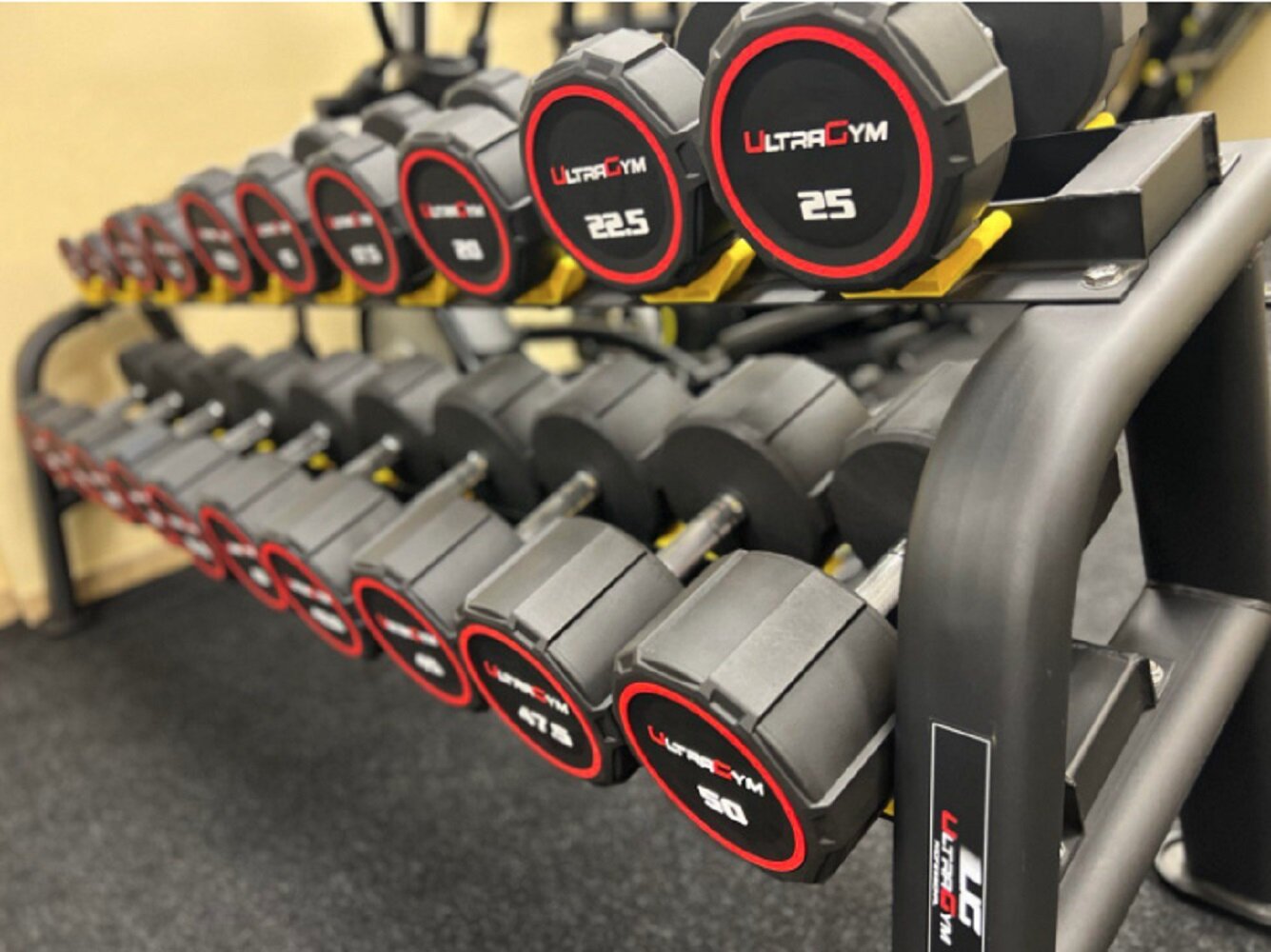 Круглые полиуретановые гантели ULTRA GYM UG1032D ряд от 2.5 до 25 кг