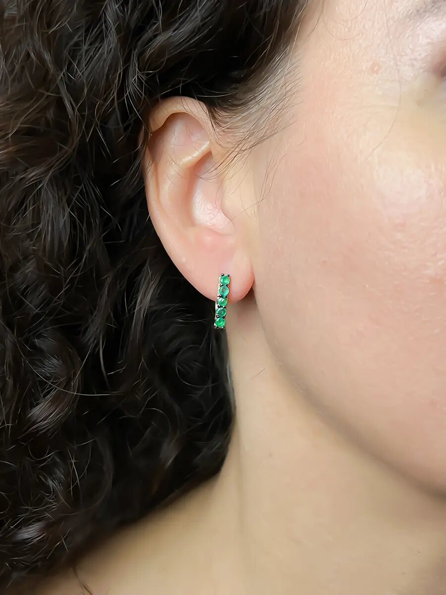 Серьги, желтое золото, 375 проба, изумруд