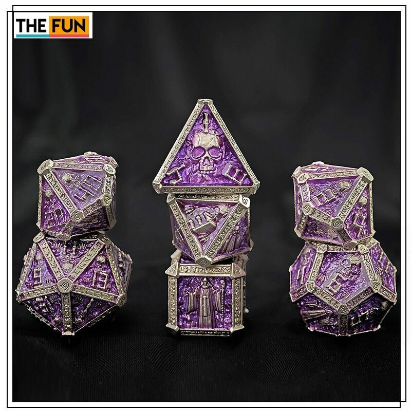 DnD Wizard Metal Dice Set, кубики метал для DnD и настольных ролевых игр (дайсы ДнД) 7 шт.