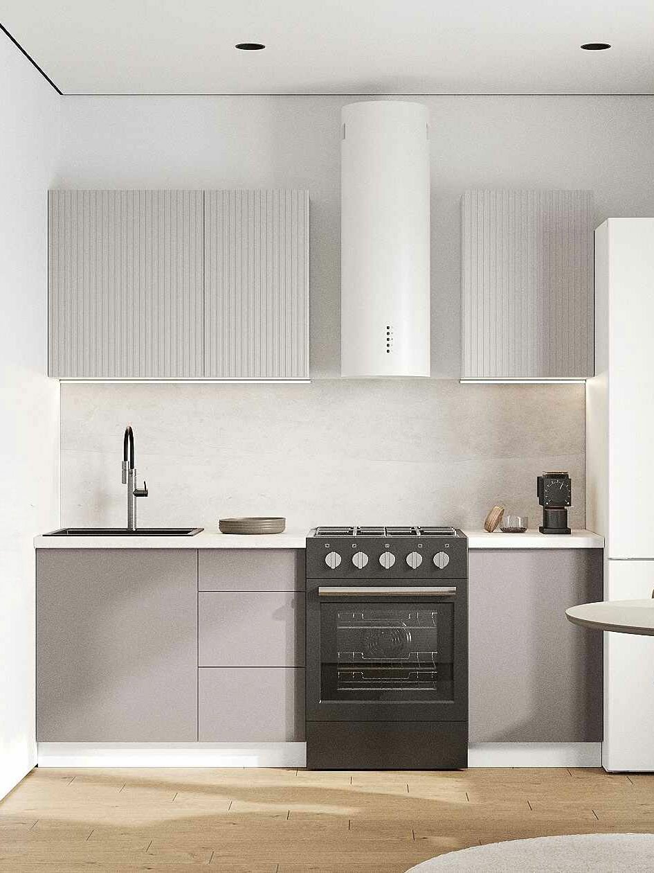 Кухонный гарнитур Комби 1.5 м, мебель для дома и кухни, Белый / Нео / Грей