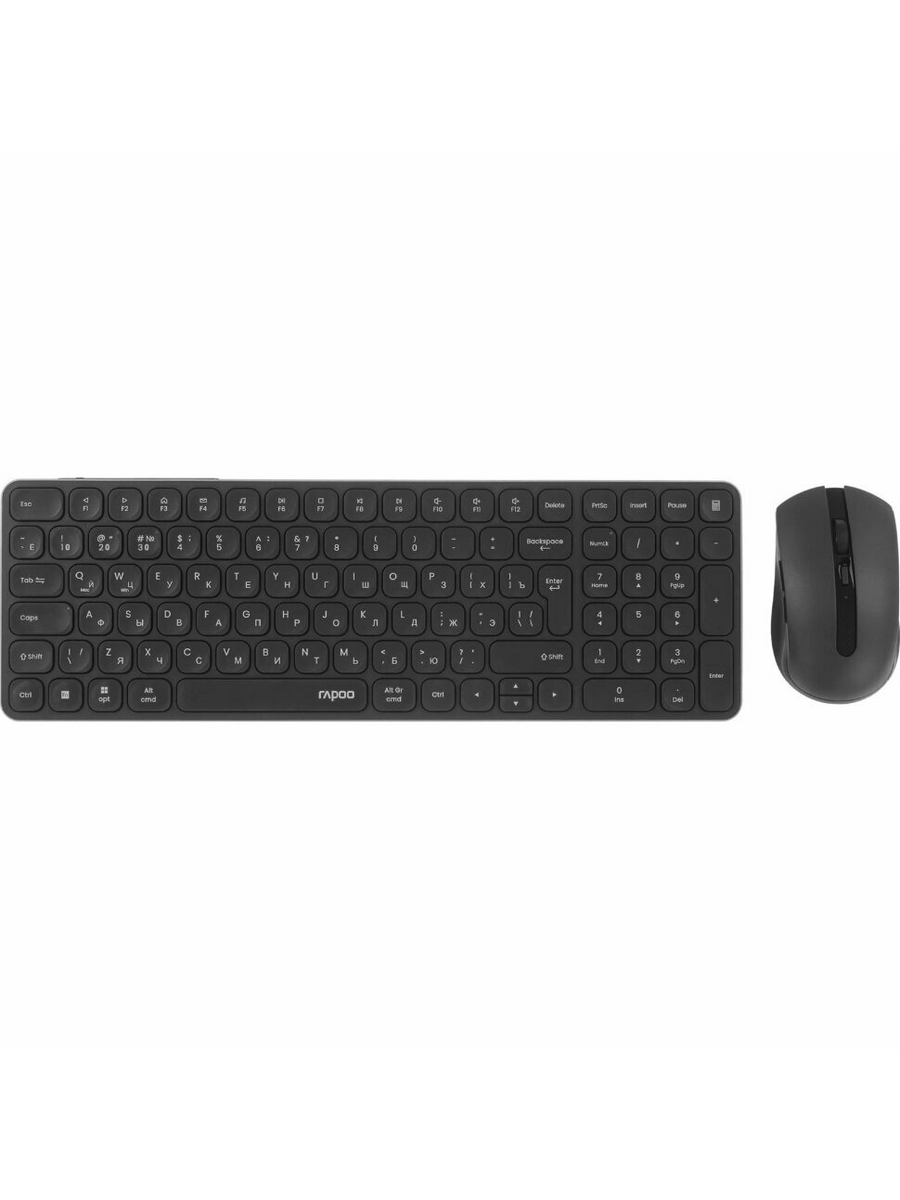 Клавиатура и Мышь RAPOO 9350S-BLK Беспроводной комплект Черный Bluetooth/Радиоканал
