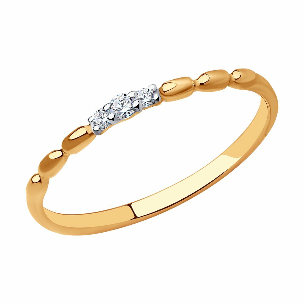 Кольцо Diamant online, красное золото, 585 проба, фианит