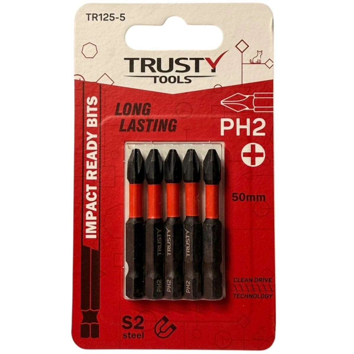 Биты ударные Trusty-Tools PH2 50 мм (5 шт)