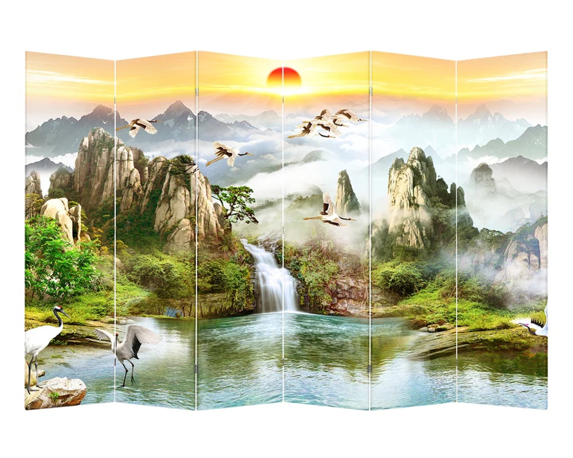 Ширма перегородка складная скрытый каркас iDeaLList «СКТ Долина» - 6 створок размер (180х270см)