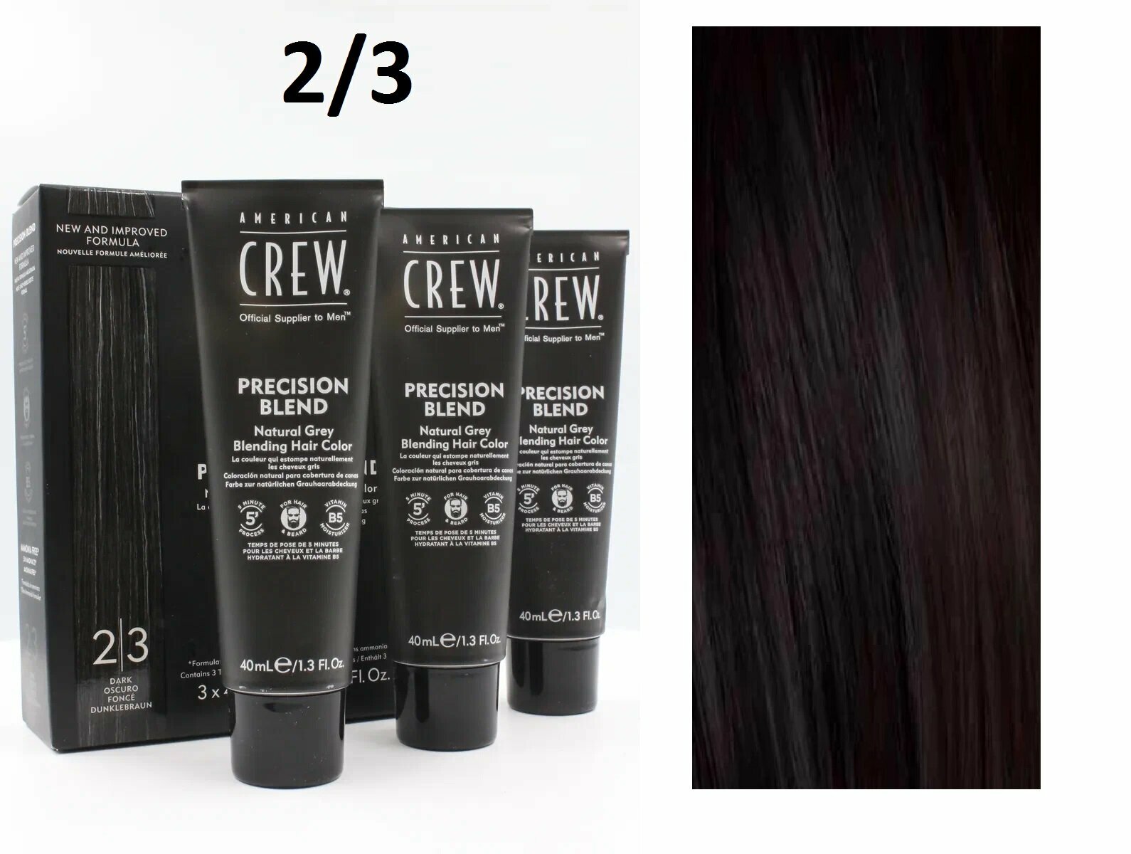 American Crew 2/3 Камуфляж для седых волос Темный натуральный - Precision Blend 3x40 мл. Краска для волос и бороды.