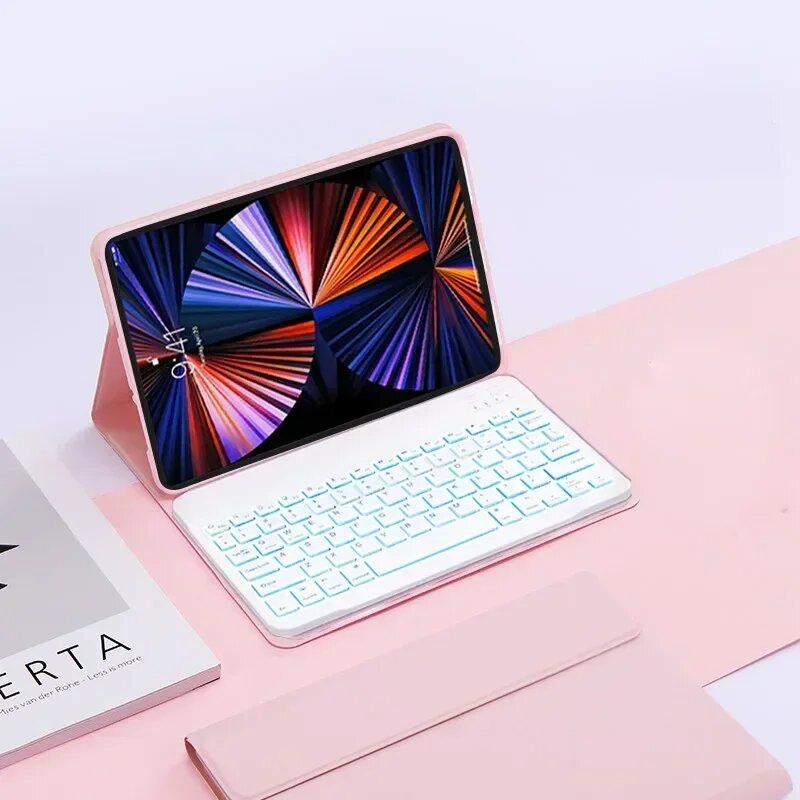 Чехол с подсветкой для Huawei Honor Pad X7 8,7 дюйма с клавиатурой pink