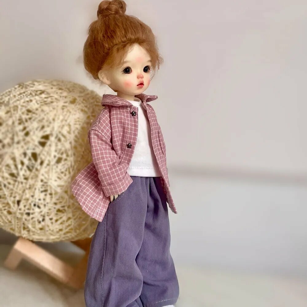 Одежда для кукол bjd 30 см 1 / 6 клетчатая рубашка + свободные брюки с широкими ногами bjd кукольная одежда