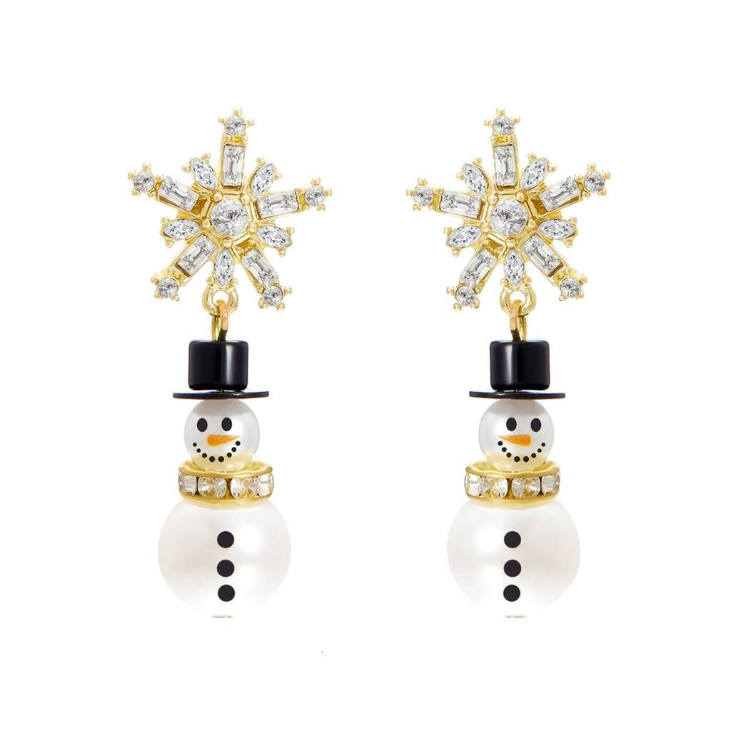 Снежинковые сережки-кольца с жемчугом, серьги в виде снежинок