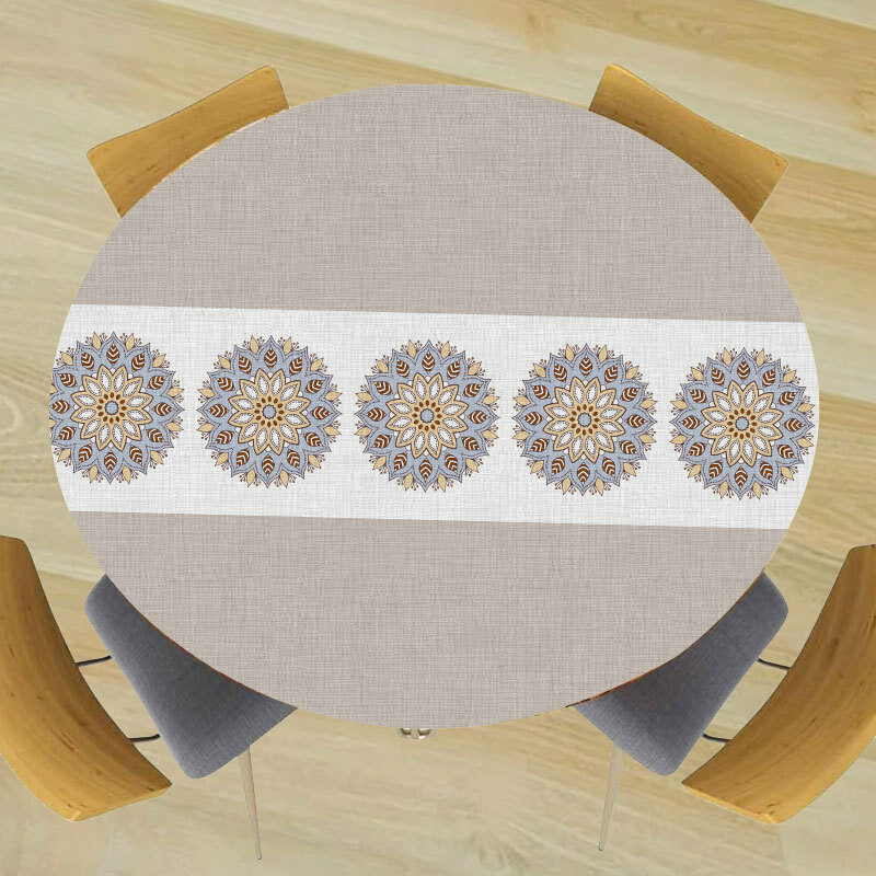 Современная простая скатерть из полиэстера и льна, круглая, для гостиной, кофейного стола, теплоизоляционная подложка, односторонняя цифровая печать, устойчивая к пятнам и пыли