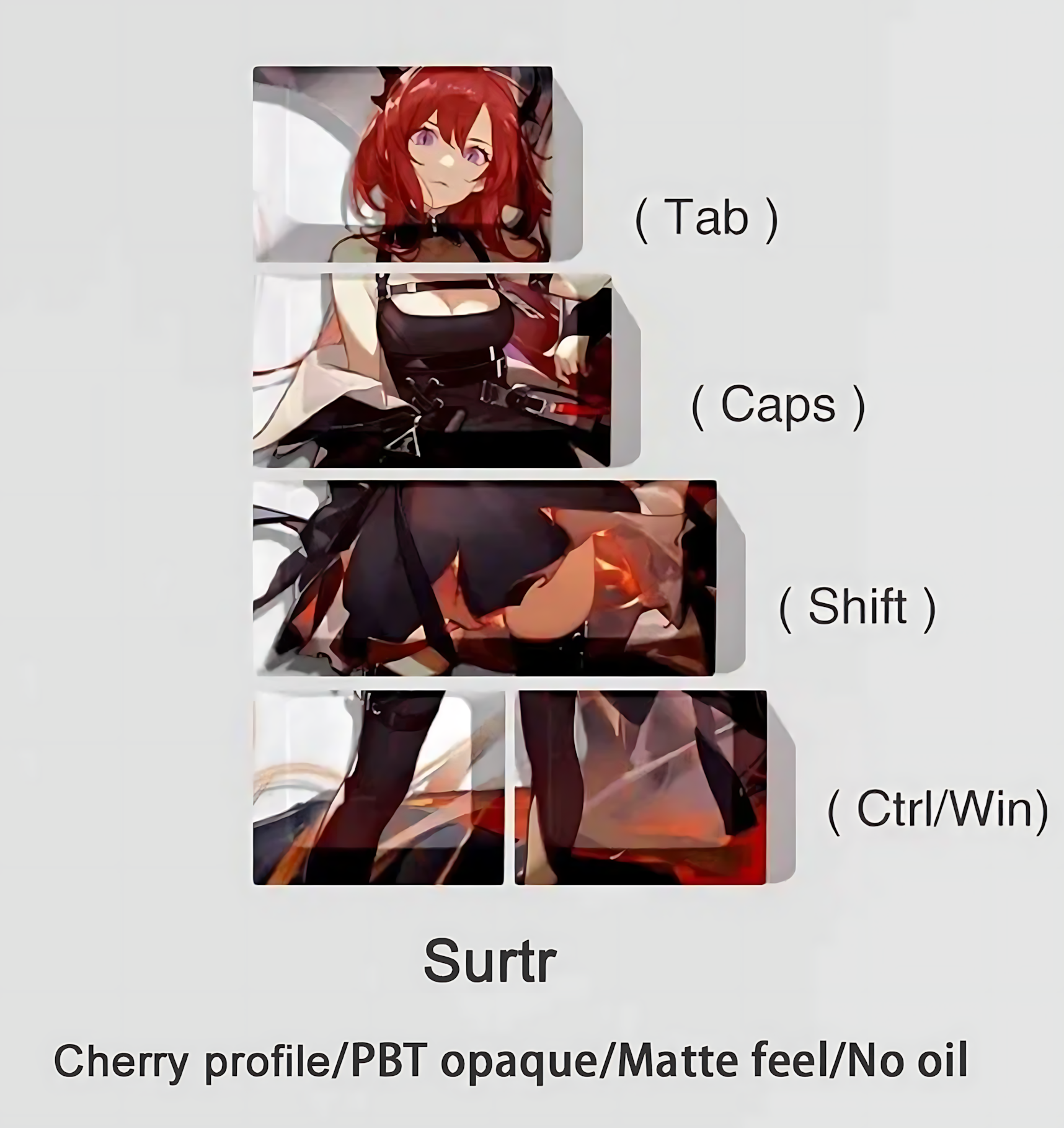 Кейкапы для механической клавиатуры 5 шт, аниме-стиль, материал PBT, кастомные дизайны, Surtr