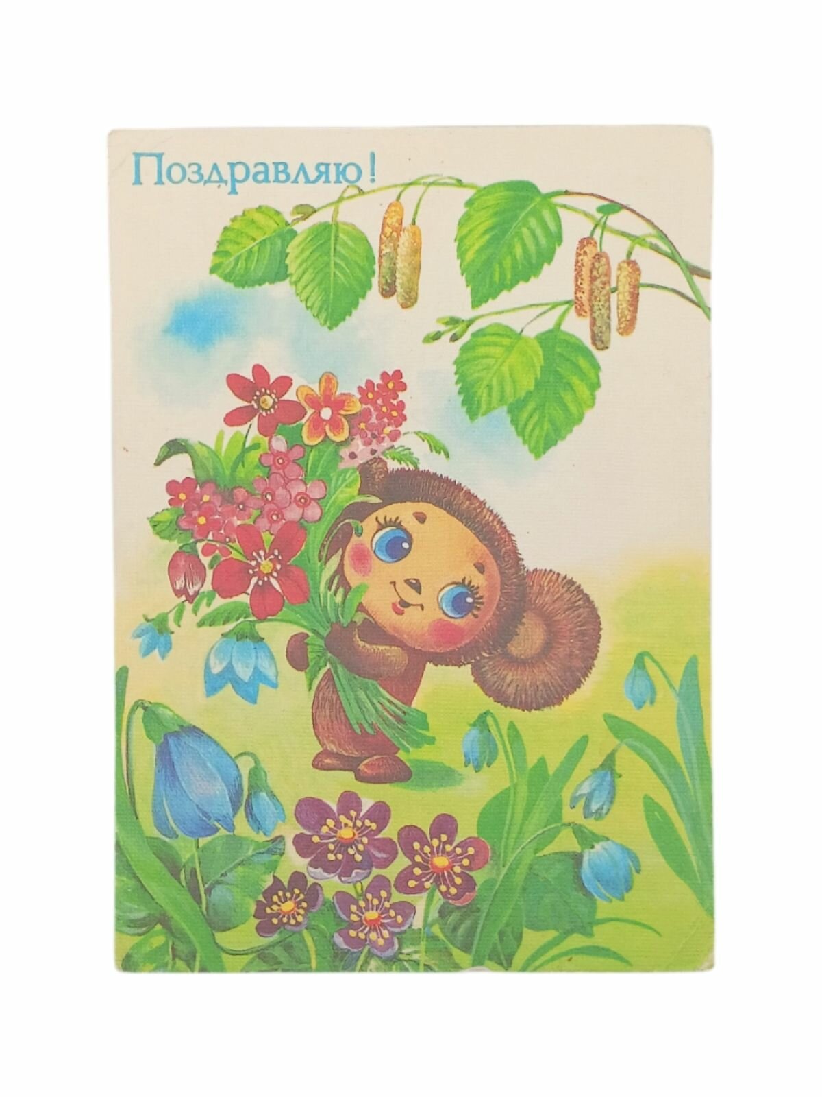 Советская почтовая открытка, Поздравляю! Художник Т. Жебелева. Сделано в СССР. Подписанная.