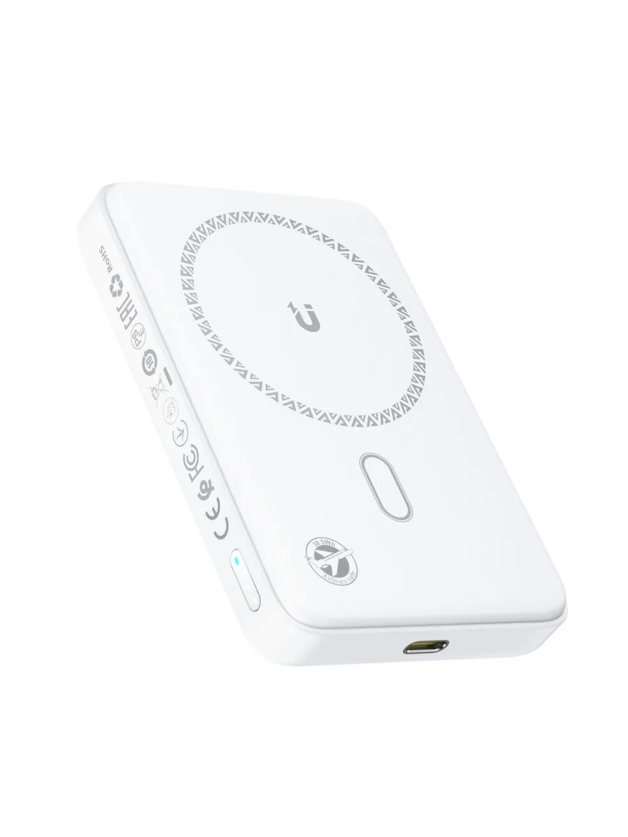 Внешний аккумулятор ACEFAST M25 5000mAh (PD20W, Magsafe беспроводная зарядка), белый / повербанк для iPhone 12, 13, 14, 15, 16, 17 с магсейв
