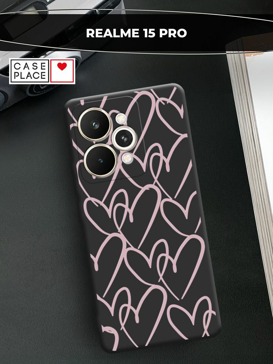 Чехол на Realme 15 Pro / Реалми 15 Про с принтом Hearts doodle pink 1