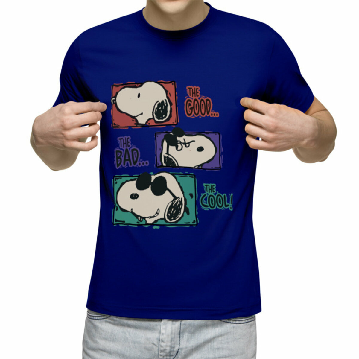 Мужская футболка «Снупи-Snoopy» (синий, L)