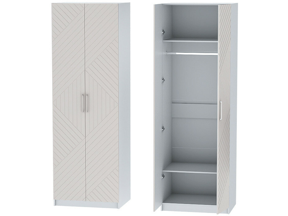 Шкаф распашной двухдверный, со штангой для вешалок, Белый/Тирамису матовый