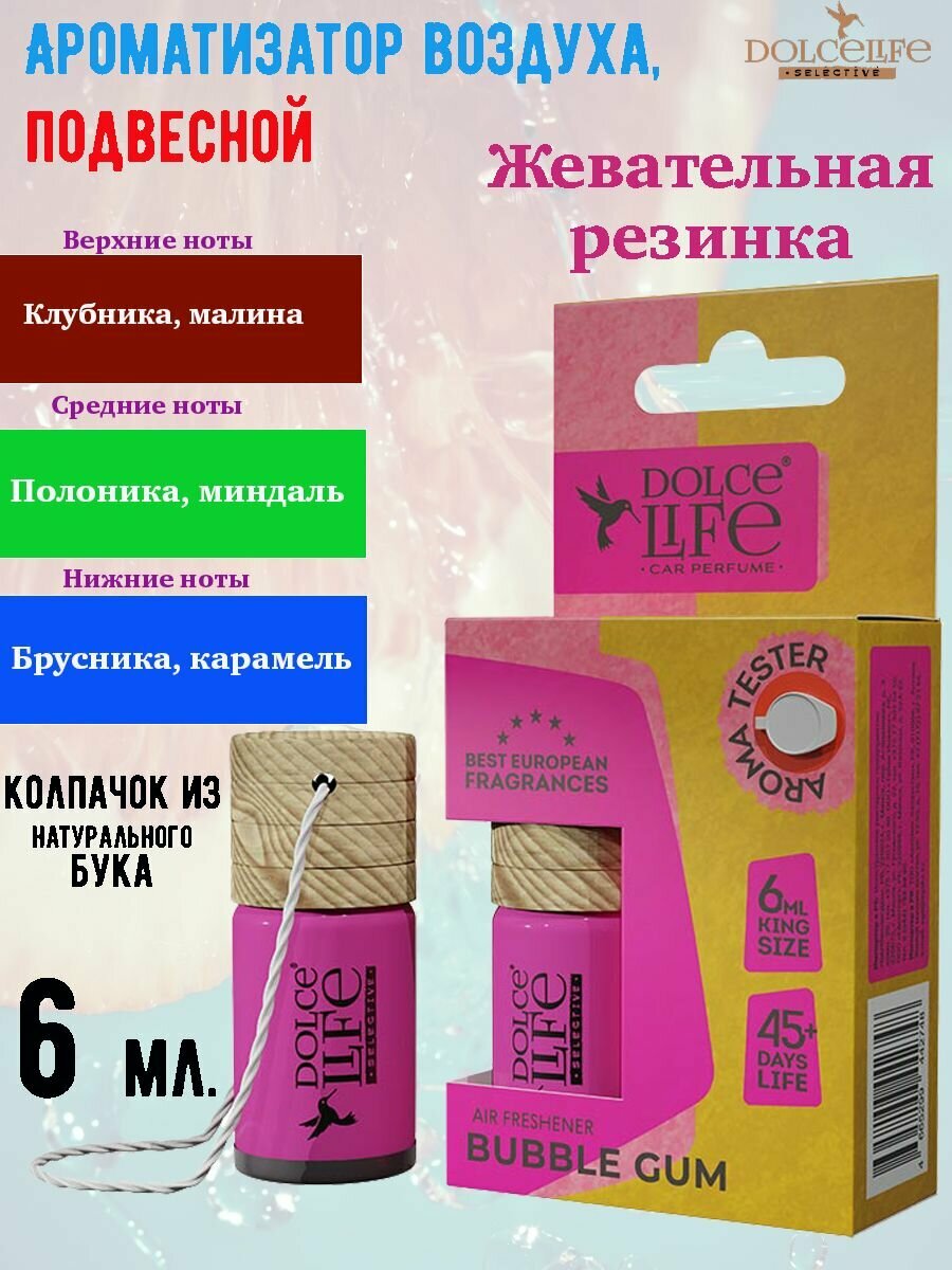Ароматизатор Tensy, бутылочка с пробкой, Бабл Гам, 6 мл.