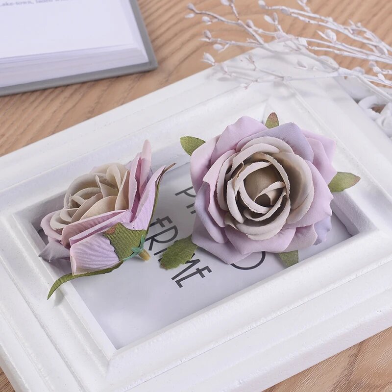 Искусственные розы 5 шт, 7 см, Apricot purple