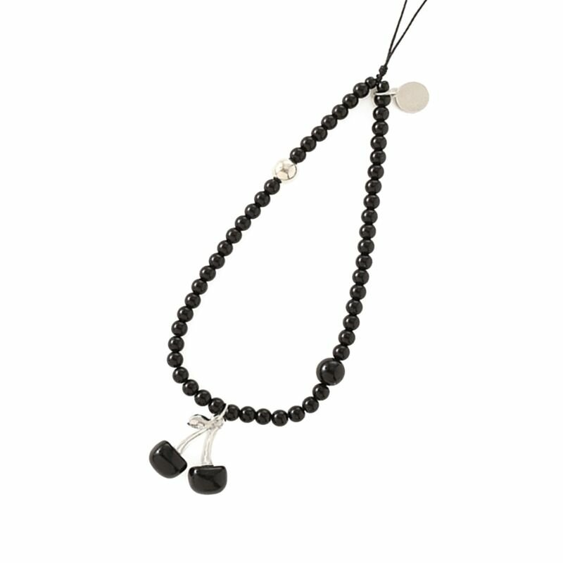 Вишневый кулон на Цепочке для мобильного телефона из бисера-Черные Рисовые Бусины, Черная Вишня