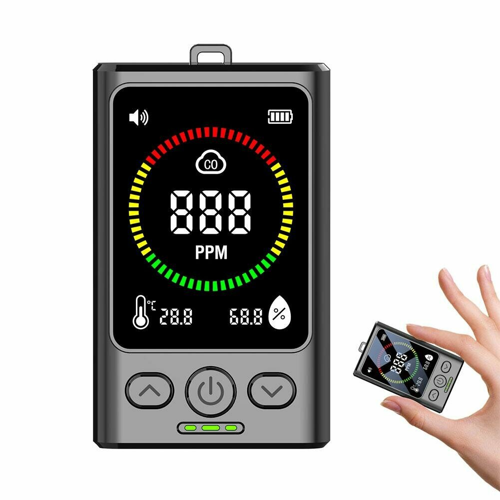 Портативный детектор угарного газа, перезаряжаемый цифровой детектор угарного газа со звуковым и визуальным оповещением для дома, гаража, офиса, путешествий и кемпинга.