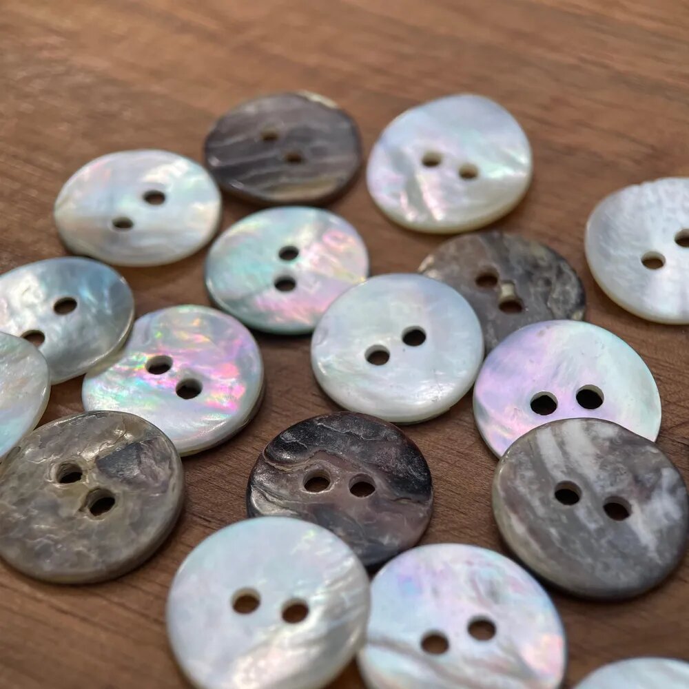 Пуговицы из ракушек из натурального жемчуга 15 мм, 10 шт.