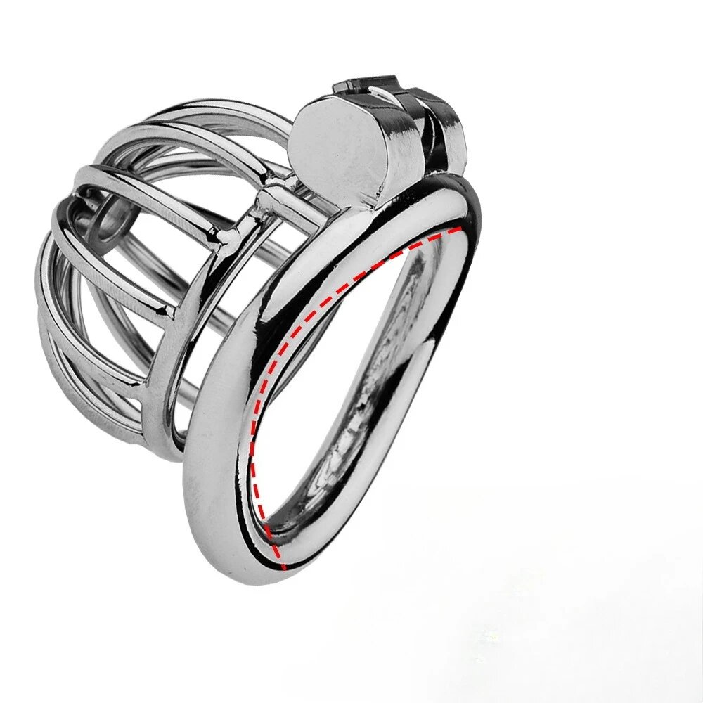 Металлическая клетка верности, мужская клетка 2-типа, клетка для пениса, кольцо Curved ring -55mm