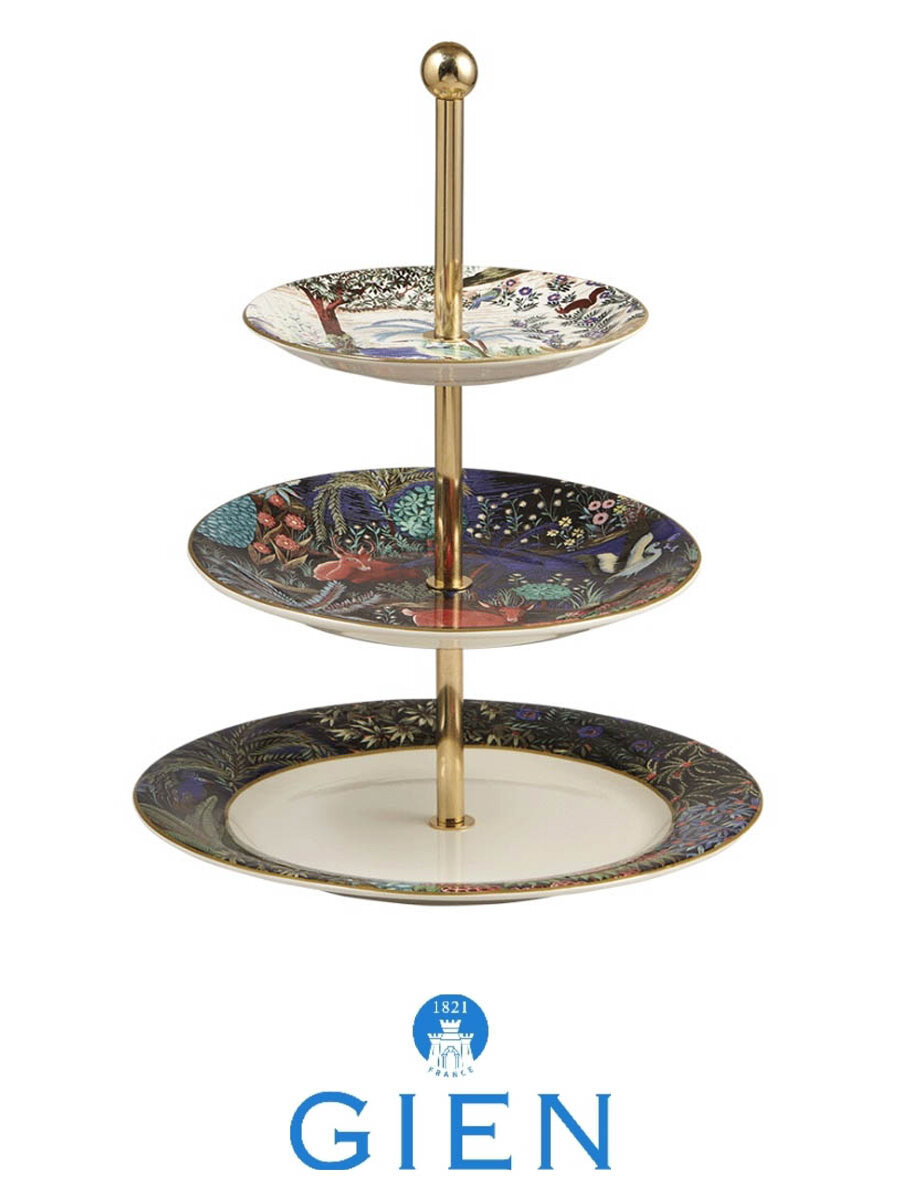 Этажерка Gien Le Jardin Du Palais 3 яруса, диаметр 27.4, высота 30 см, фаянс, Франция