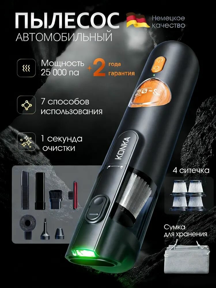 Пылесос для автомобиля беспроводной мощный/ Ручной портативный мини пылесос,25000PAдля салона машины и дома