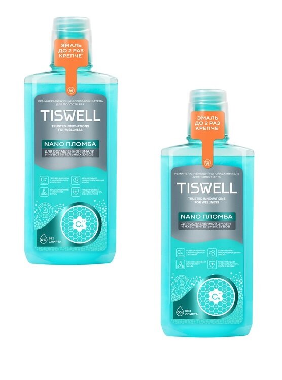 Ополаскиватель Tiswell для полости рта от кариеса для всей семьи, 500 мл 2шт