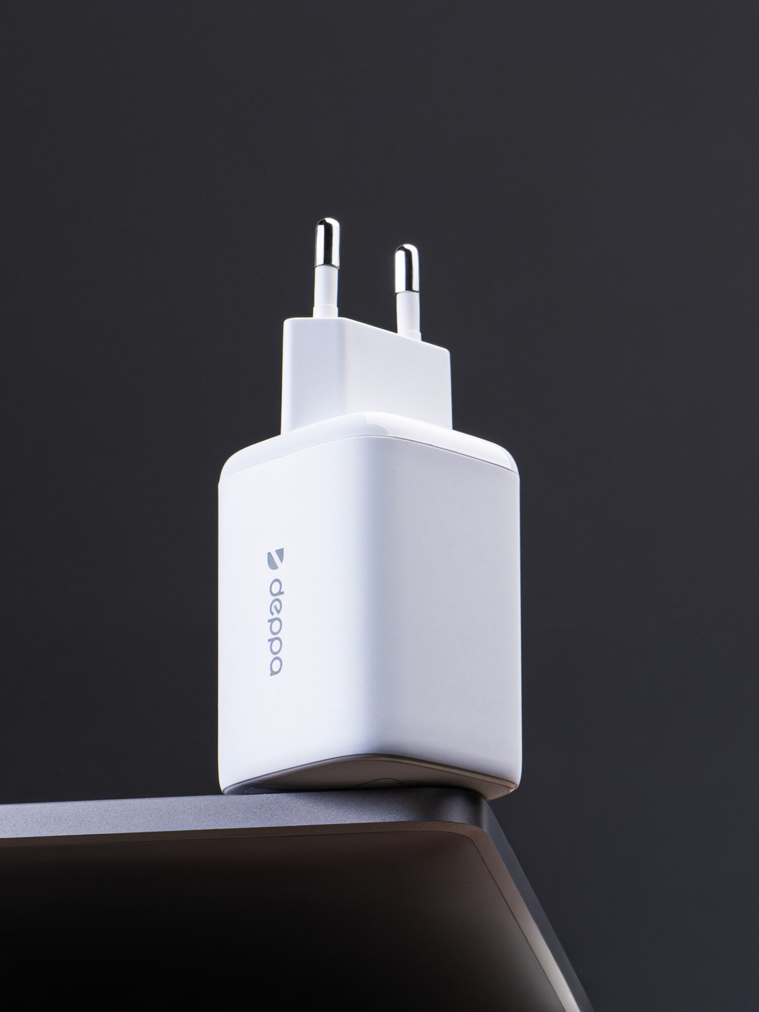 Зарядное устройство для телефона USB-C + USB-A, сетевое, быстрая зарядка, PD 3.0, QC 5.0, 65Вт, GaN, белый, Deppa, 11491