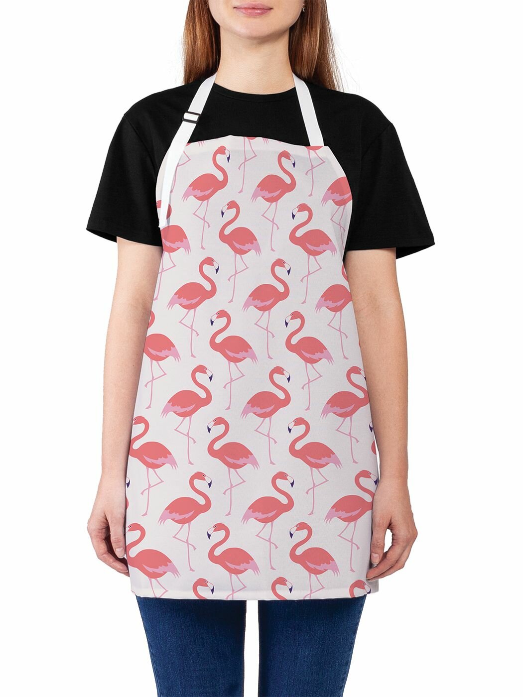 Фартук кухонный тканевый "Окружение фламинго" 65х65х28 см, JoyArty