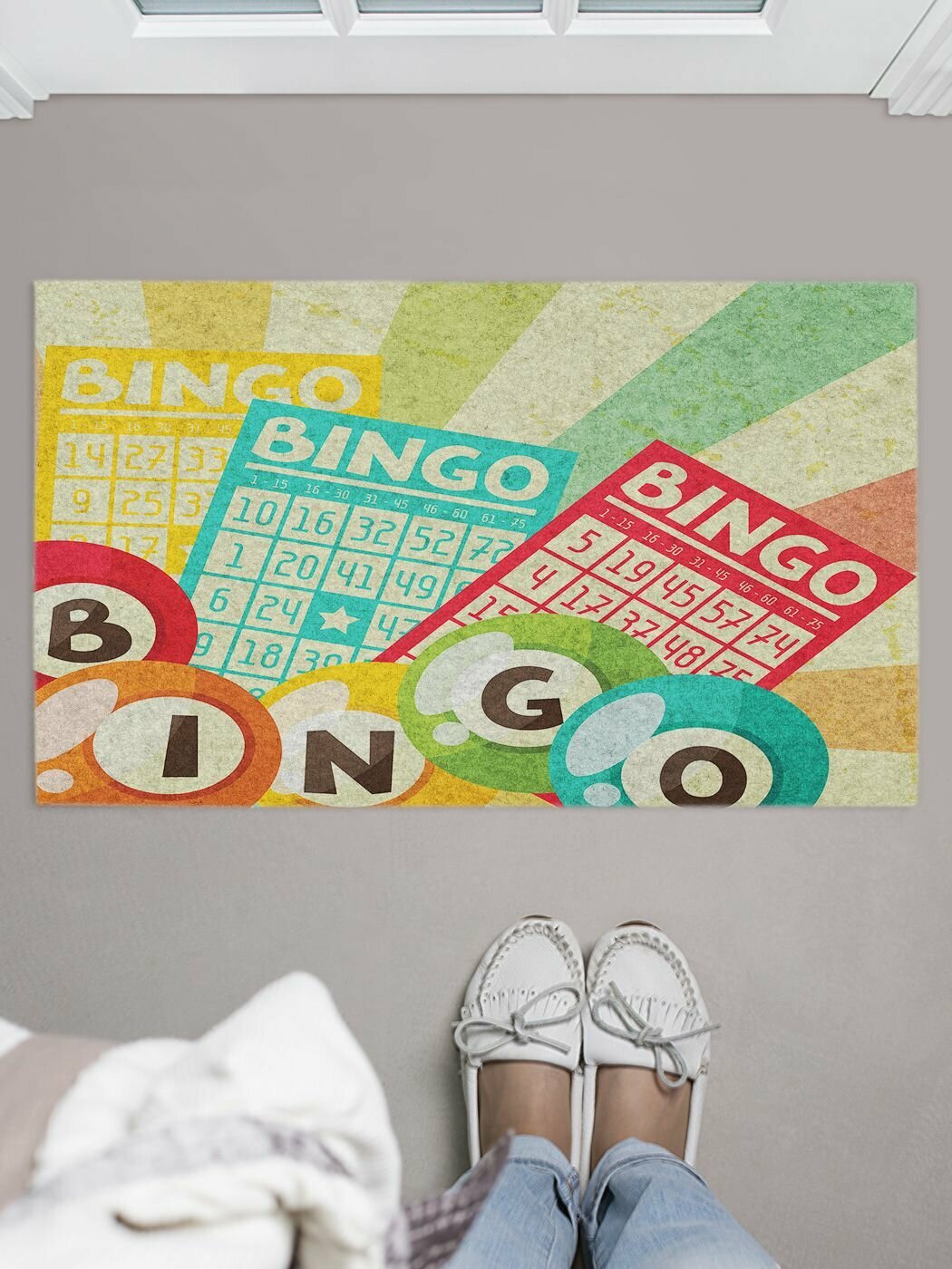 Коврик придверный в прихожую с принтом "Лоторейная победа" 45 на 75 см , JoyArty