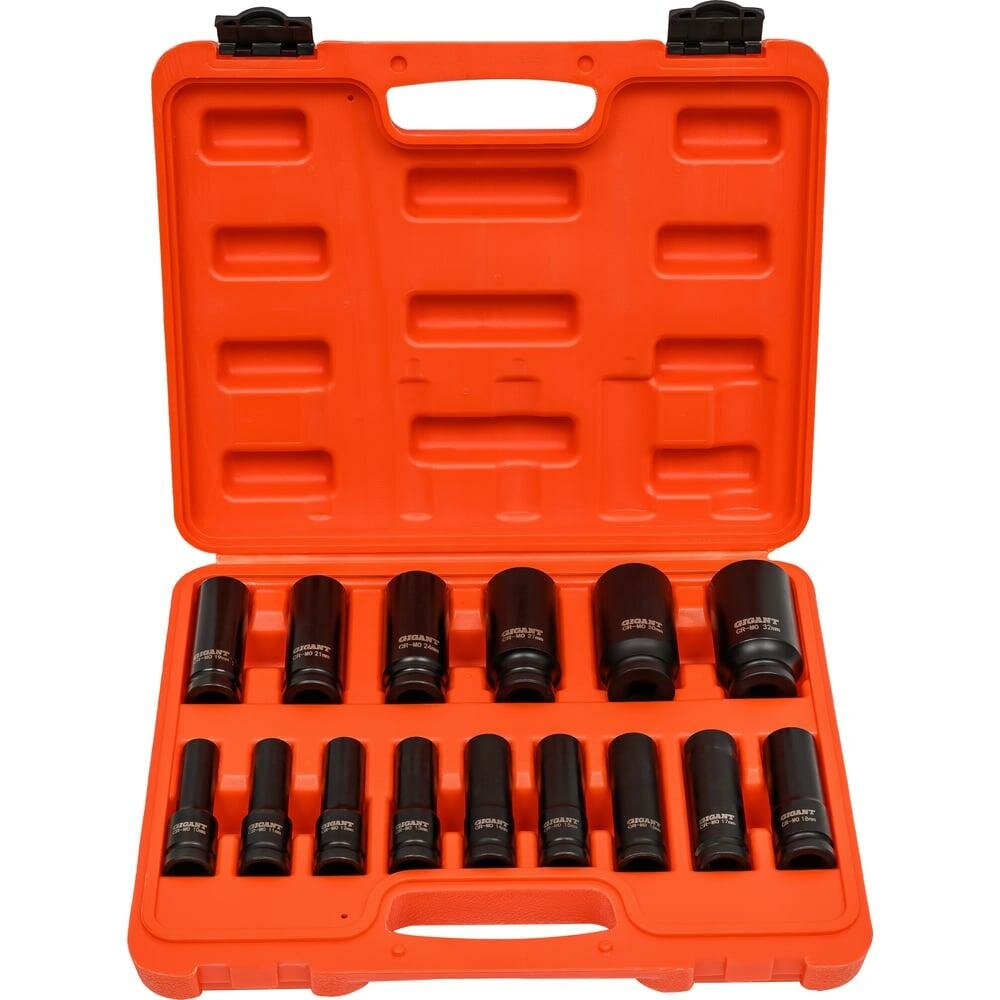 Набор ударных удлиненных головок 10-32 мм, 1/2DR, 15 шт. Gigant G-11325