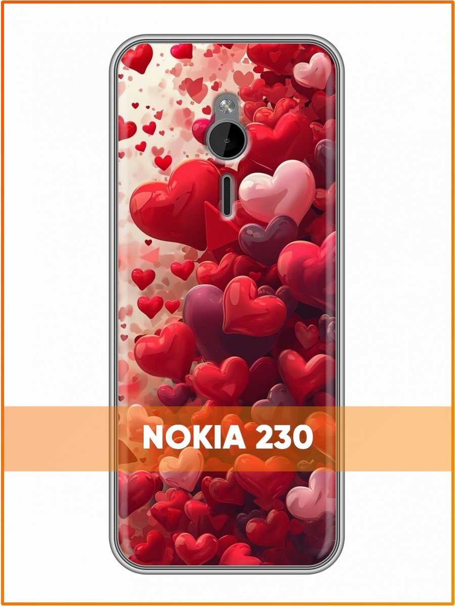 Чехол для Nokia 230 с принтом для женщин с Сердечками (Нокиа 230)