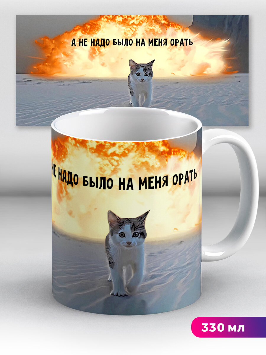 Кружка мем прикол Кот А не надо было на меня орать взрыв