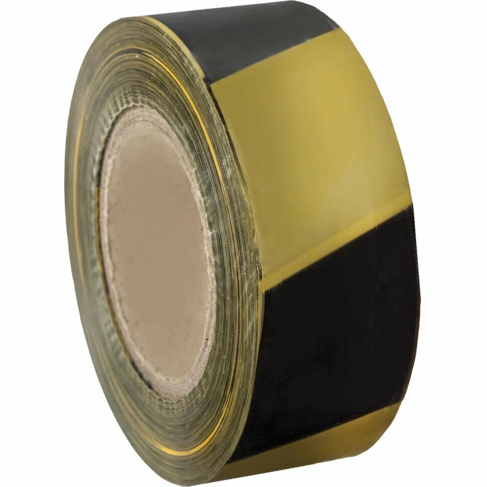 Лента оградительная желто-черная 50мм х100м, 1171399