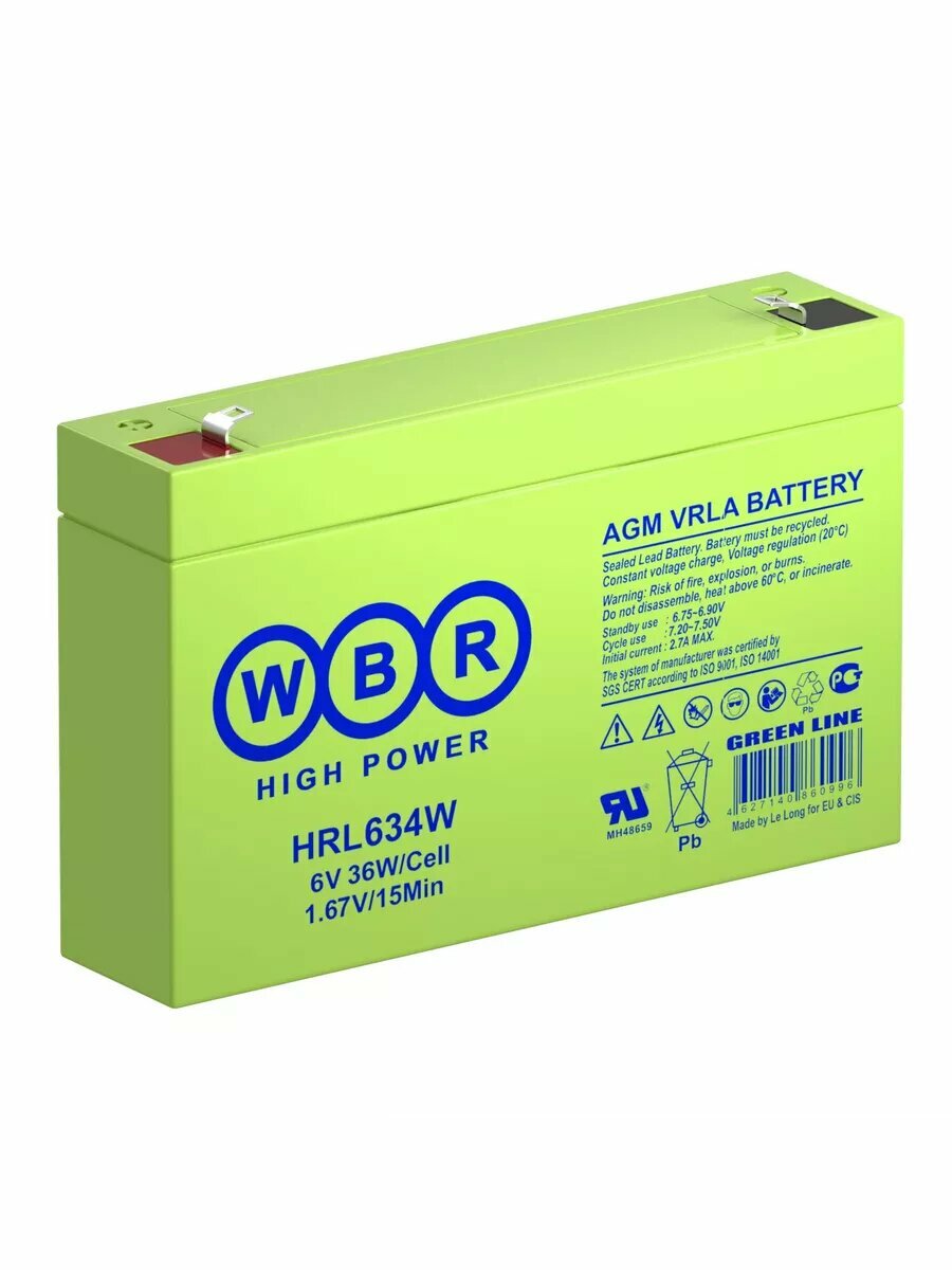 Аккумулятор WBR HRL634W 6V 9Ач 150x34x100 унив. пол.