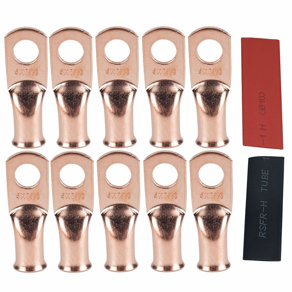 10 шт. 4x5/16 кабельные наконечники медные клеммы обжимные кольца аккумуляторные сварочные провода разъемы комплект с 10 шт. термоусадочная трубка