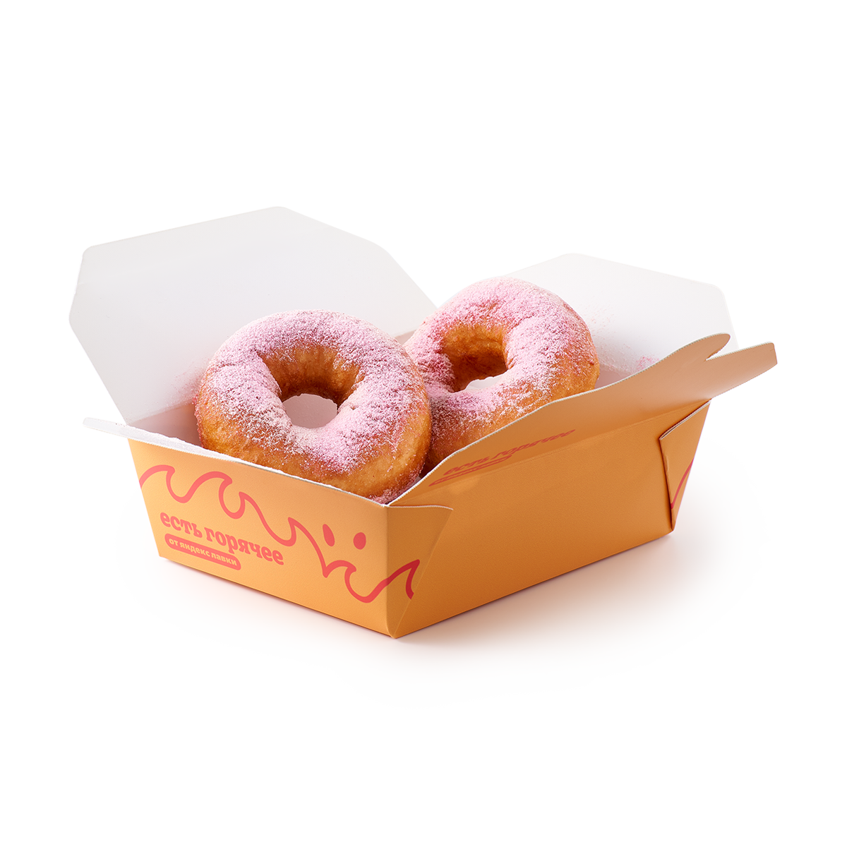 Пончики "Есть Горячее", с малиновой пудрой, 2 шт, 1 упаковка