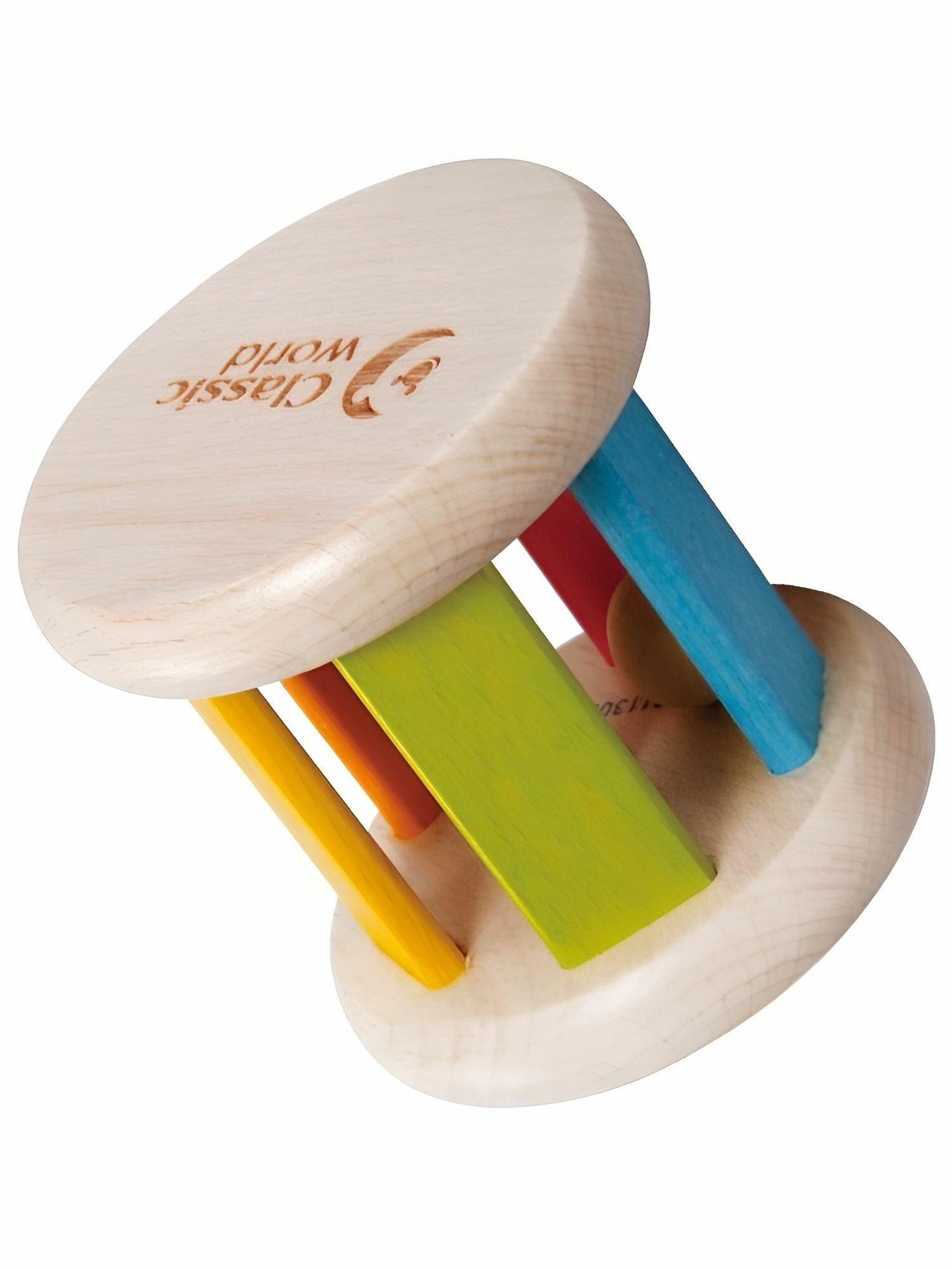 CLASSIC WORLD Деревянная погремушка с шариками роллер для малышей от 0 месяцев