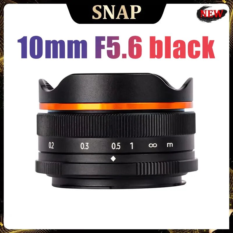 Объектив Brightin Star 10mm F5.6 Fisheye для Sony ZV-E10 A6400 Canon EF-M Никон З, 10mm F5.6 black