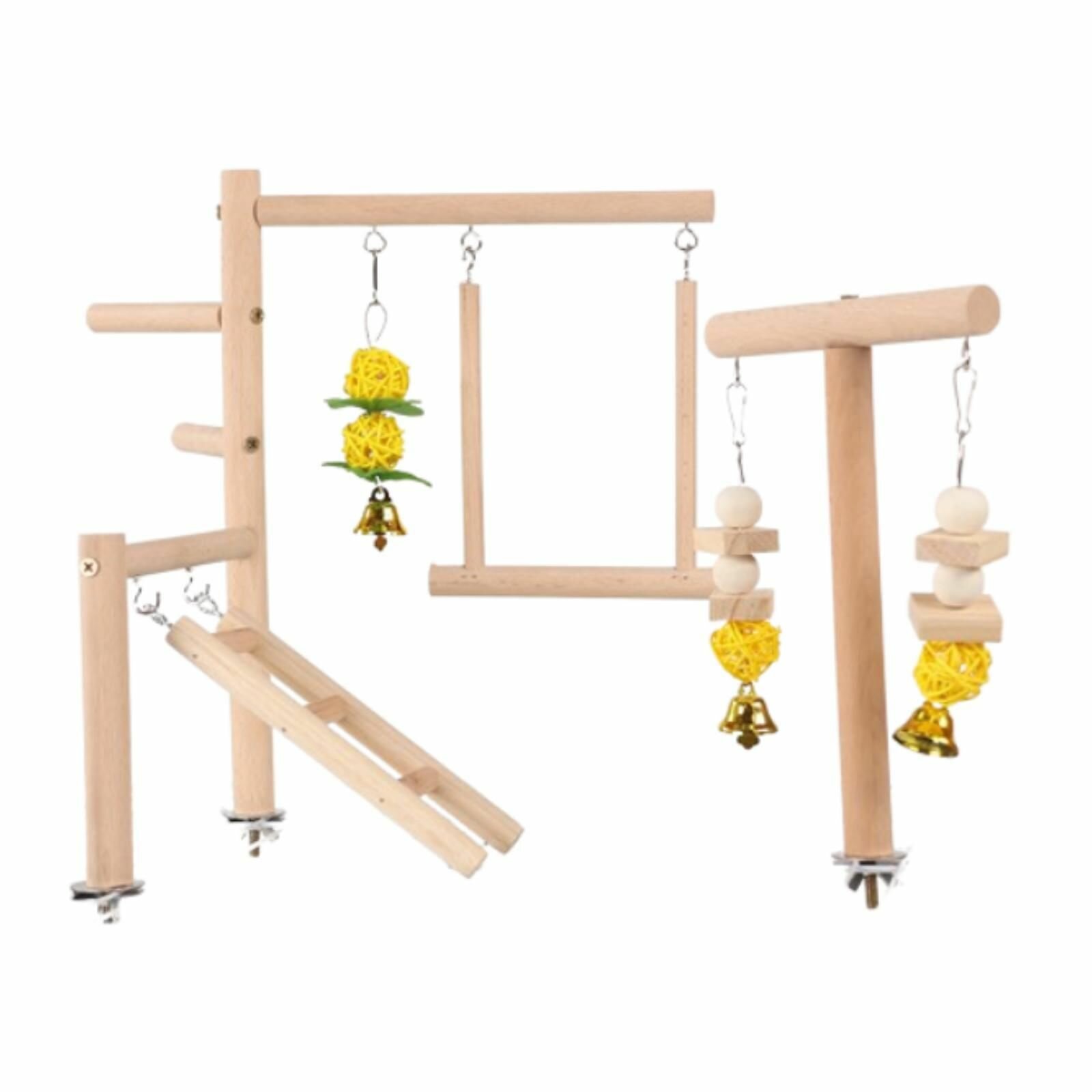 Игровая площадка для попугаев, деревянная, с жердочкой и лесенкой, для волнистых попугайчиков, неразлучников, вьюрков, центром активности