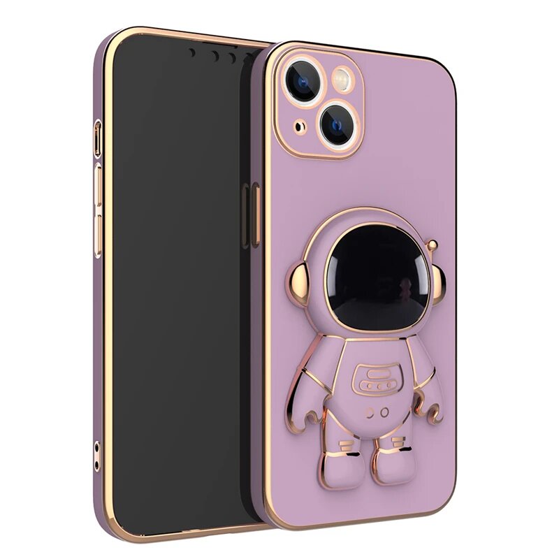 Чехол для iPhone 15 Pro Max, фиолетовый, 3D космонавт