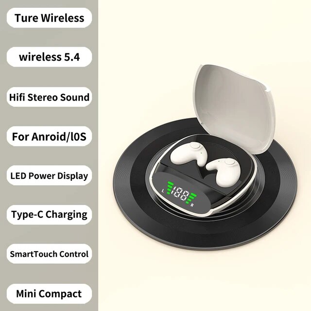 Водонепроницаемые беспроводные Bluetooth 5.3 наушники, мини-наушники, удобные для звонков, шумоподавление, ультратонкие наушники, подходят для сна/тренировок.